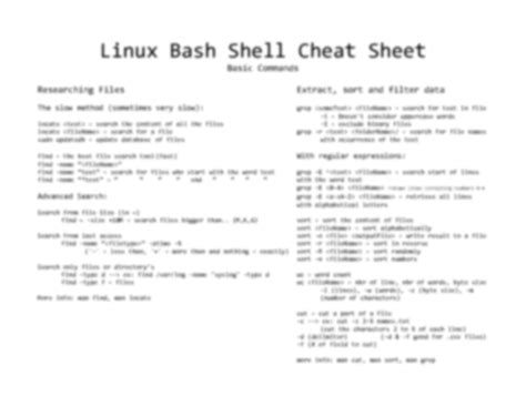 SOLUTION Linux Bash Shell Cheat Sheet Studypool