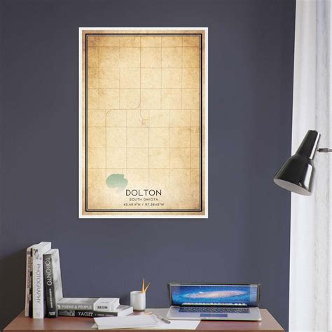 Vintage Dolton South Dakota Map Poster Dolton Sd City Road Wall Art