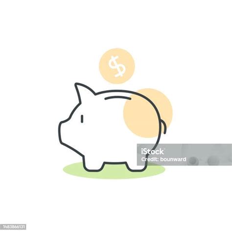 돼지 저금통 라인 아이콘입니다 아이콘이 있는 돼지 저금통의 벡터 그림입니다 편집 가능한 획 가계에 대한 스톡 벡터 아트 및 기타