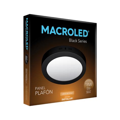 Plafón LED 18W Negro REDONDO Cálido MACROLED Años luz