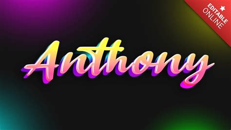 Anthony Multi Color Game Style Text Effect Generator
