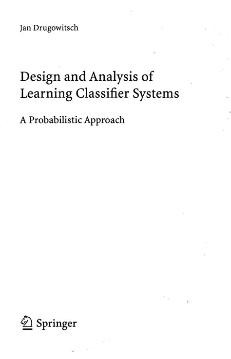 pdf design and analysis of learning classifier systems a