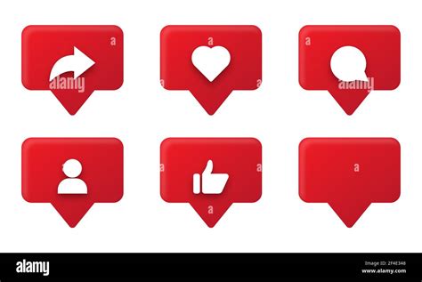 Set Of Social Media Notification Red Icons Like Follower Comment