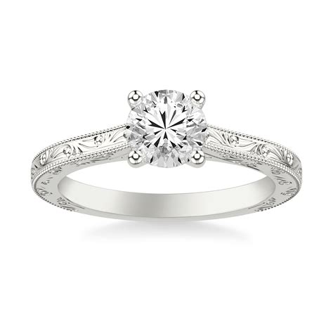 Alor Jewel Milgrain Vintage Style 1 Ct Round Cut Lab Created Diamond