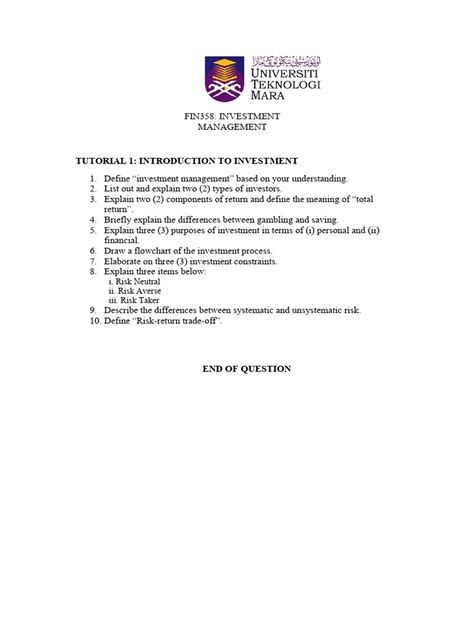 Tutorial 1 Fin358 Pdf