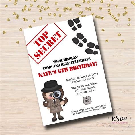 Spy Secret Agent Detective Mystery Party Birthday Invitation Etsy France
