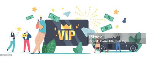 Vip 카드 연예인 라이프 스타일 골드 카드를 가진 럭셔리 캐릭터는 프리미엄 서비스 리무진 웨이터 캐리 스타를 얻습니다 개에 대한 스톡 벡터 아트 및 기타 이미지 Istock