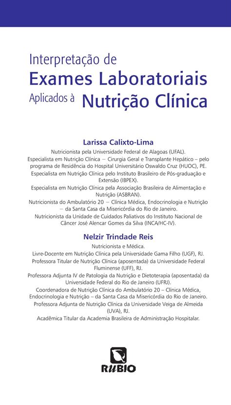 Interpretação De Exames Laboratoriais Aplicados à Nutrição Clínica Pdf