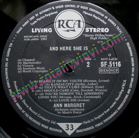 Totally Vinyl Records Ann Margret And Here She Is Lp