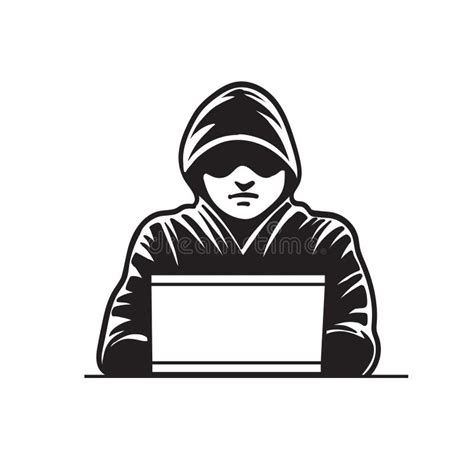Hacker Using Notebook Against Cyber Security Stock Vector