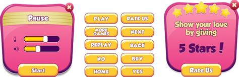 Premium Vector Pause Menu Scene Pop Up With Sound Music And Buttons