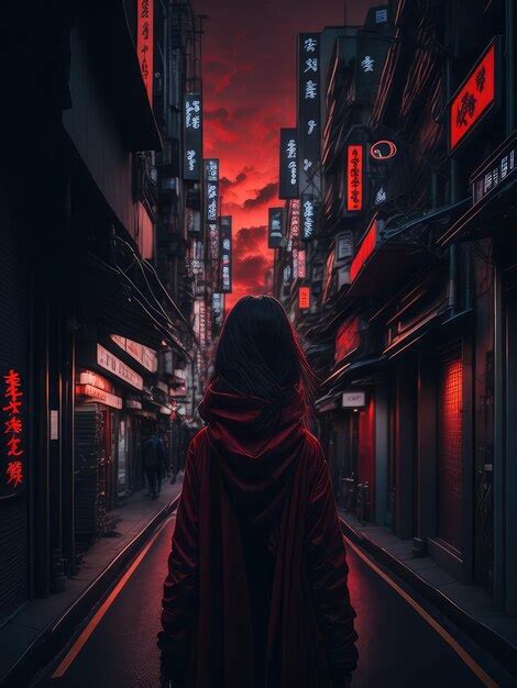 Premium Ai Image Illustration Of A Lone Figure Walking Down A Dark