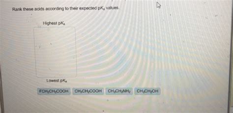 Solved Rank These Acids According To Their Expected Pk