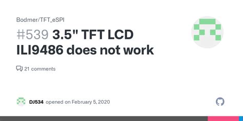 3 5 Tft Lcd Ili9486 Does Not Work · Issue 539 · Bodmer Tft Espi · Github