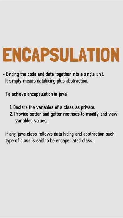 Javas Encapsulation Java Javainterview Javashorts Trending Javaprogramming Encapsulation
