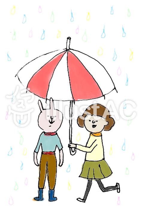 雨宿りイラスト No 14743／無料イラストなら「イラストac」