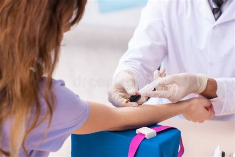 The Female Patient During Blood Test Sampling Procedure Stock Photo Image Of Health Injecting
