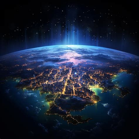 Premium Photo Nighttime Glow Earths City Lights