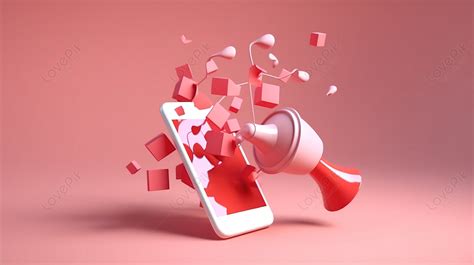 핀 같은 3d가 있는 확성기 전화를 들고 있는 모바일 경고 손 핸드폰 배경 핀 배경 확성기를 들고 배경 이미지 Hd