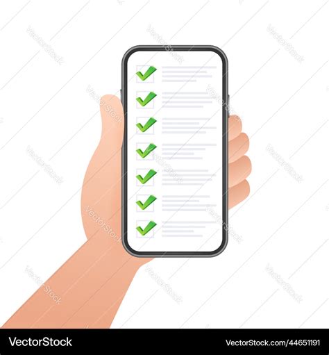 Green Check List Smartphone Survey Royalty Free Vector Image