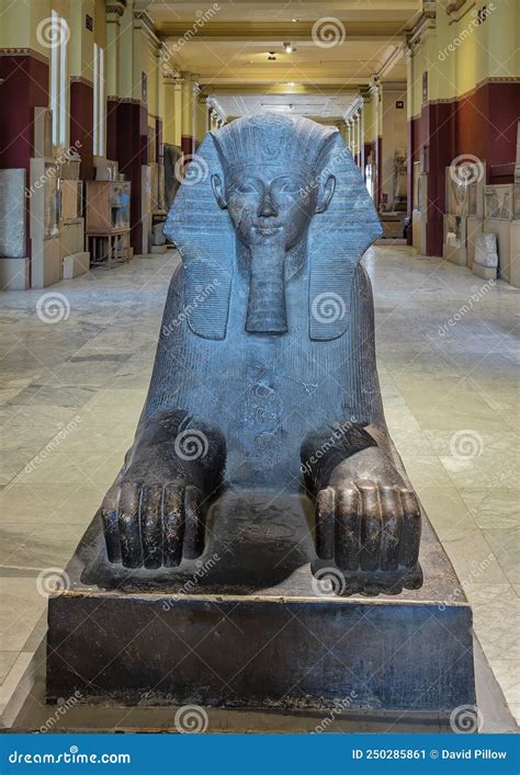 Carved Granite Sphinx Statue Inside The Museum Of Egyptian Antiquities