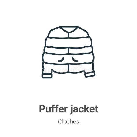 Puffer Jacket Outline Vector Icon Thin Line Black Puffer Jacket Icon