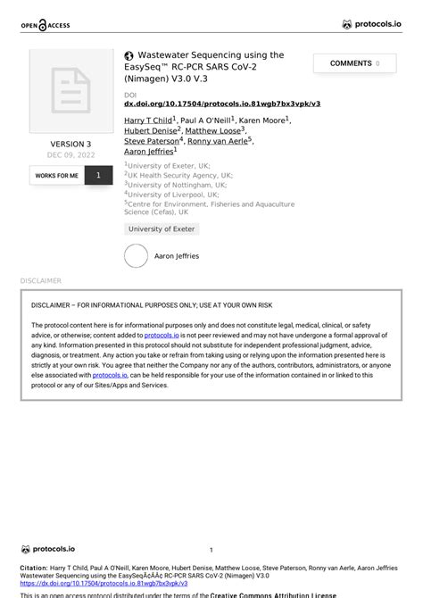 PDF Wastewater Sequencing Using The EasySeq RC PCR SARS CoV 2
