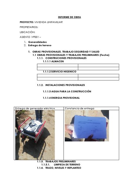 Informe De Obra Pdf