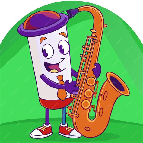 A Cartoon Character With A Saxophone And A Cartoon Character On The