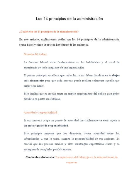 Los 14 Principios De La Administración Descargar Gratis Pdf