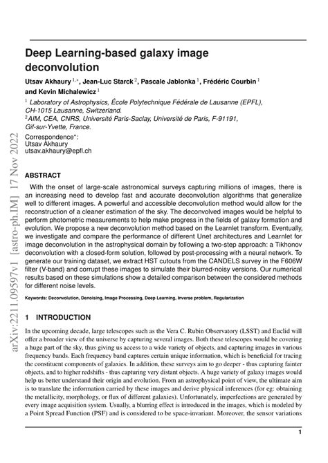 pdf deep learning based galaxy image deconvolution