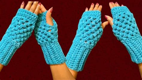 How To Crochet Puff Stitch Fingerless Gloves Easy Tutorial Pattern