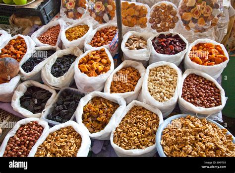 Dried fruit and nuts, Food Market or Shuka in Vanadzor Armenia Stock ...