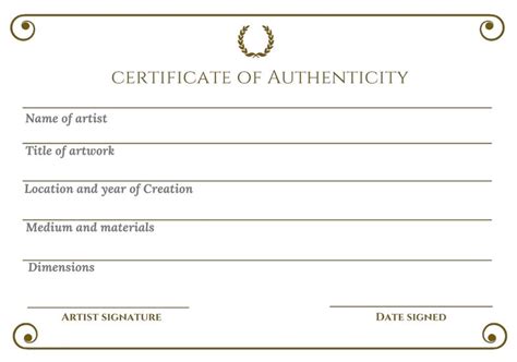 Certificate Of Authenticity Downloadable Certificate Of Authenticity Unlimited Downloads