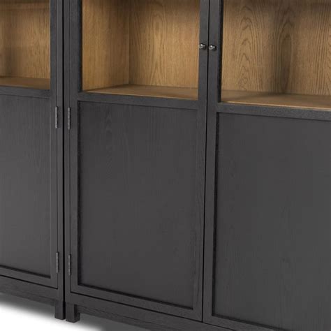 Millie Panel And Glass Door Double Cabinet Black Chairish