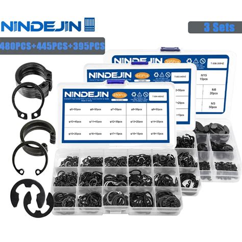 Nindejin 黑色 C 型外卡簧套件 φ5 φ19 內卡簧套件 φ8 φ24 碳鋼 E 夾卡環組 M12 M15 蝦皮購物