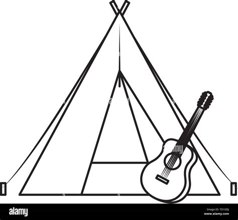 Tent Camping With Guitar Instrument Stock Vector Image And Art Alamy