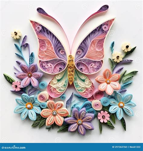 Beautiful Papercut Quilling Paper Filigree Of Pastel Easter Rabbit With
