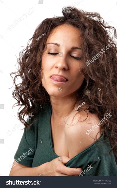 Sexy Woman Licking Her Lips Showing Stock Photo Shutterstock
