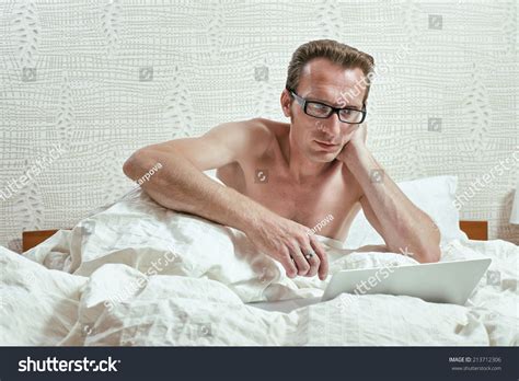 Naked Man Bed Working On Laptop Stock Photo Shutterstock