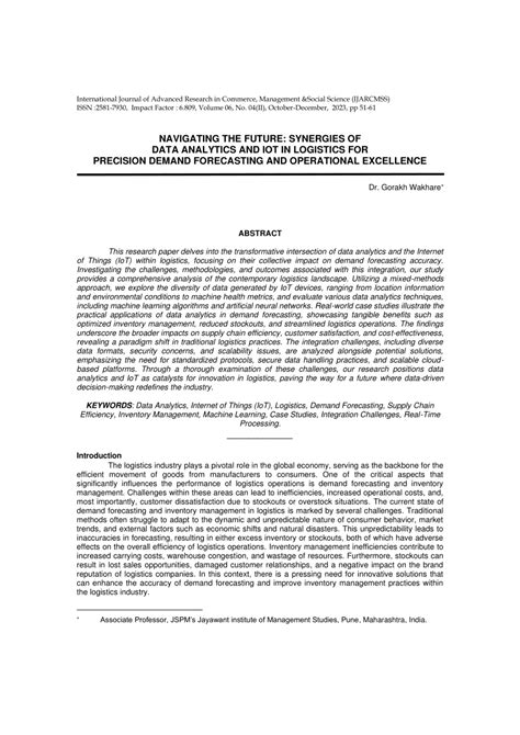 Pdf Navigating The Future Synergies Of Data Analytics And Iot In