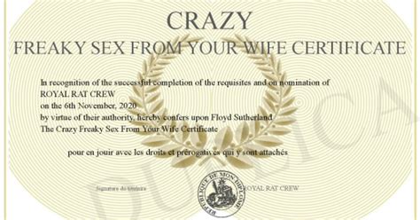 Crazy Freaky Sex From Your Wife Certificate