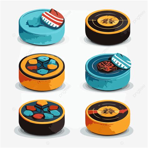 하키 퍽 벡터 스티커 클립 아트 다른 디자인 만화와 함께 4 개의 다채로운 하키 퍽 아이콘 상표 클립 아트 Png 일러스트 및 벡터 에 대한 무료 다운로드 Pngtree