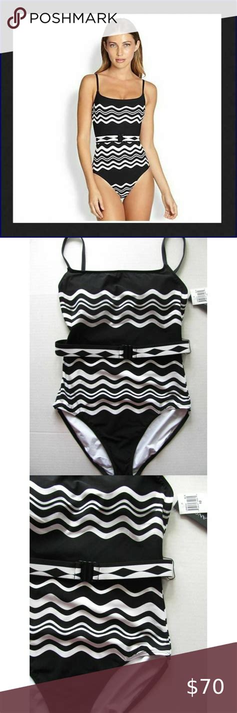La Blanca One Piece Maillot Swim Bathing Suit In The Groove Belted 10