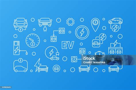 Ev 배너 벡터 전기 자동차 개요 일러스트 레이 션 교통수단에 대한 스톡 벡터 아트 및 기타 이미지 교통수단 급유 깨끗한 Istock