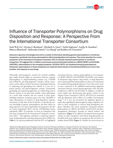 Pdf Transporters In Drug Development 2018 Itc Recommendations For