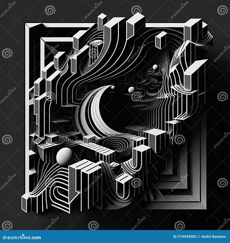 wireframe psychedelic composition anti design concept of geometry