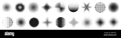 Halftone Effect Design Elements Black Halftone Effects Shapes Set Of