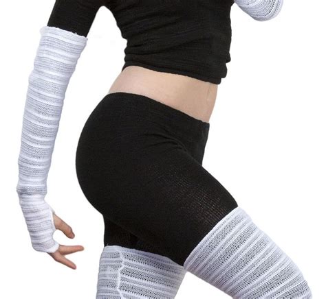 Matching 30 Thigh High Leg Arm Warmers Stretch Knit Shadow Stripe KD