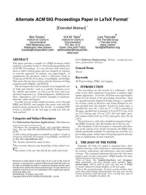 alternate acm sig proceedings paper in latex format pdf te x text
